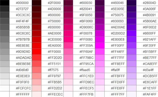颜色代码表有哪些 颜色代码表大全ff00ff-应用教程-12365手游网
